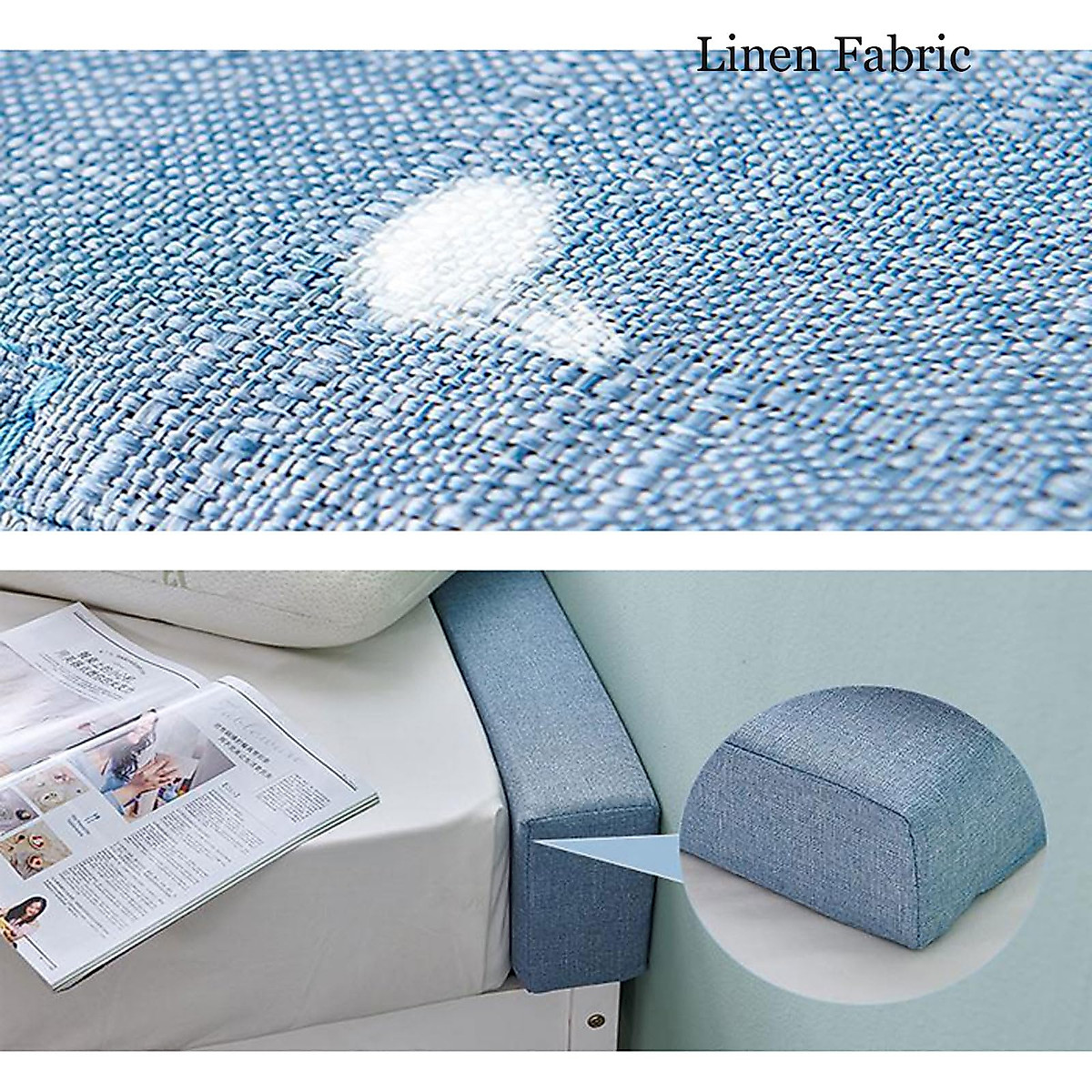 Custom Bed Gap Filler, Mattress Extender for King Twin Full Bed, Space Filler Between Bed and Wall Side with Removable Cover, Thick Wedge Headboard Gap Filler Queen (Linen)