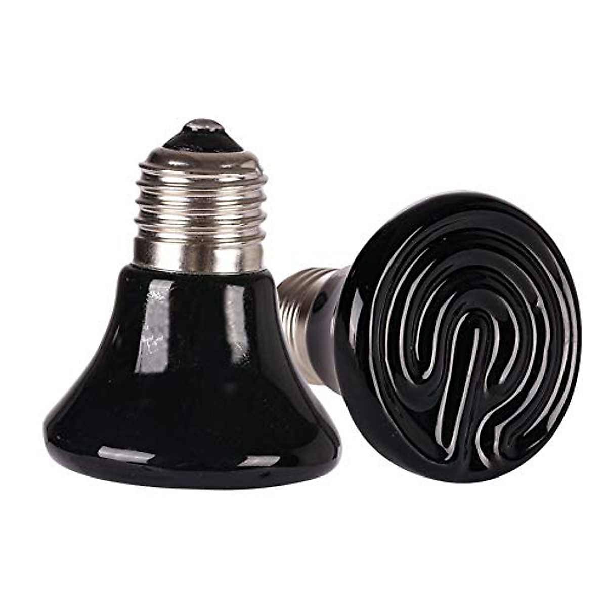MaoTopCom 25 Watt Mini Black Reptile Heat Lamp Bulb 2 Pack 25W 60MM Pet Infrared Ceramic Heat Emitter for Brooder Coop Lizard Lambs Snake No Light, AC 110V