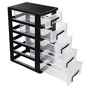 SAFIGLE 5 Drawer Storage Organizer Mini Plastic Drawers Organizer Plastic Storage Bins with Drawers Space Saving Small Plastic Drawers for Crafts Small Tools Sationary and Hardware
