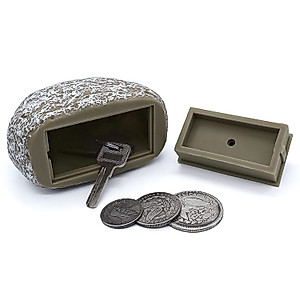 Spare Key Hider Fake Rock Garden Decoration Safe Holder For Outdoor Yard Large Size Design (3.9×2.9×5 inchs)