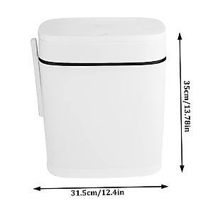 NewGtuizi Bathroom Trash Can|Bathroom Bin with Toilet Brush Holder 14L Slim Trash Can White Wastebasket Garbage Bin with Press Top Lid for Kitchen