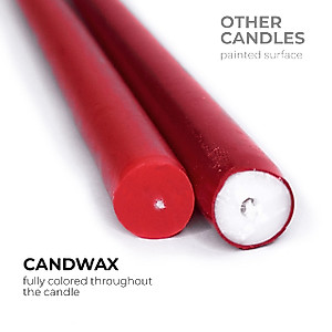 CANDWAX Bordeaux Taper Candles Pack of 12 - Straight Candles 10 inch Ideal as Unscented Candles, Dinner Candles and Table Candles - Slow Burning Candles Dripless - Smokeless Long Candlesticks