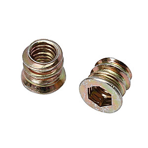 50 Pieces 1/4-20 Threaded Inserts for Wood Nutsert Furniture Screw-in Nut 10mm Length Hex Drive
