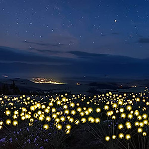 Starburst Swaying Solar Lights,8 LED Light Bulbs,Decorative Solar Garden Lights,Outdoor Waterproof Firefly Path Lights for Pathway Yard Patio Landscape, Fun Flowing in Wind-Bright Warm White (3 Packs)