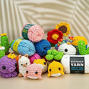 50g Blue Yarn for Crocheting and Knitting;80M Cotton Yarn for Beginners with Easy-to-See Stitches;Worsted-Weight Medium #4;Cotton-Nylon Blend Yarn for Beginners Crochet Kit Making 1PACK