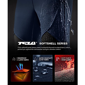 TSLA Women's Softshell Winter Snow Ski Pants, Fleece Lined Waterproof Hiking Pants, Insulated Work Outdoor Pants, 2-layer Reinforced Knee Navy, Large