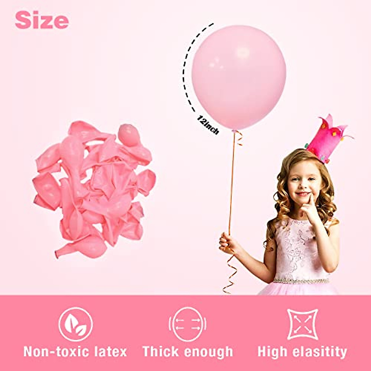 Pink Balloons 12inch Light Pink Balloons,50PCS Latex Pink Balloons for Birthday Wedding Baby shower Party Decoration