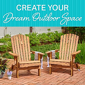 Plant Theatre Wooden Adirondack Chair - Weather Resistant, Acacia Wood, Foldable Fire Pit Chairs for Porch, Deck, Lawn and Campfire - Outdoor Patio Furniture