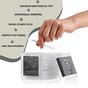 Pointed Q Tips Qtip Bleeker and Röwe Individually Wrapped Cotton Swabs 180 Count - Chlorine & Oil Free - Recyclable & Biodegreadable - Perfect for Travel Makeup