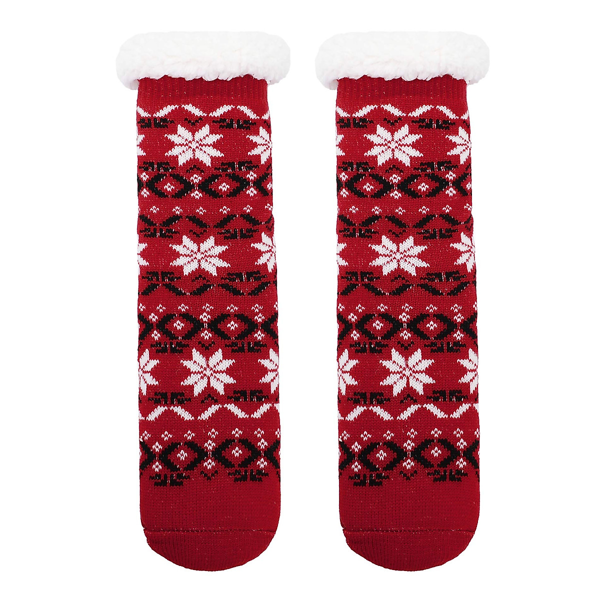 American Trends Christmas Slipper Socks Women Fuzzy Socks Gripper Non Slip Athletic Women's Cozy Socks Warm Winter Socks Red