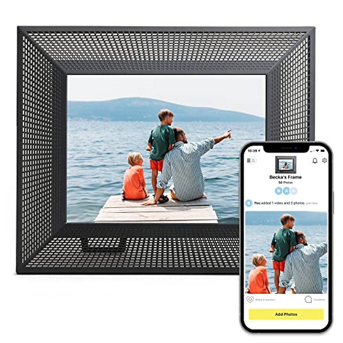 Aura Smith 2K WiFi Digital Picture Frame, 10.1”, Add Photos with Aura App, Free Unlimited Storage - Easy to Use - Plays Videos - The Best Digital Photo Frame - Black Onyx