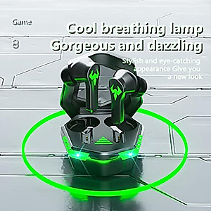 Wireless Bluetooth 5.0 - Noise Cancelling | Low Latency Mode, Y60 Gaming Headset with Cool Lights in-Ear Bluetooth Earbuds Portable Charging Case