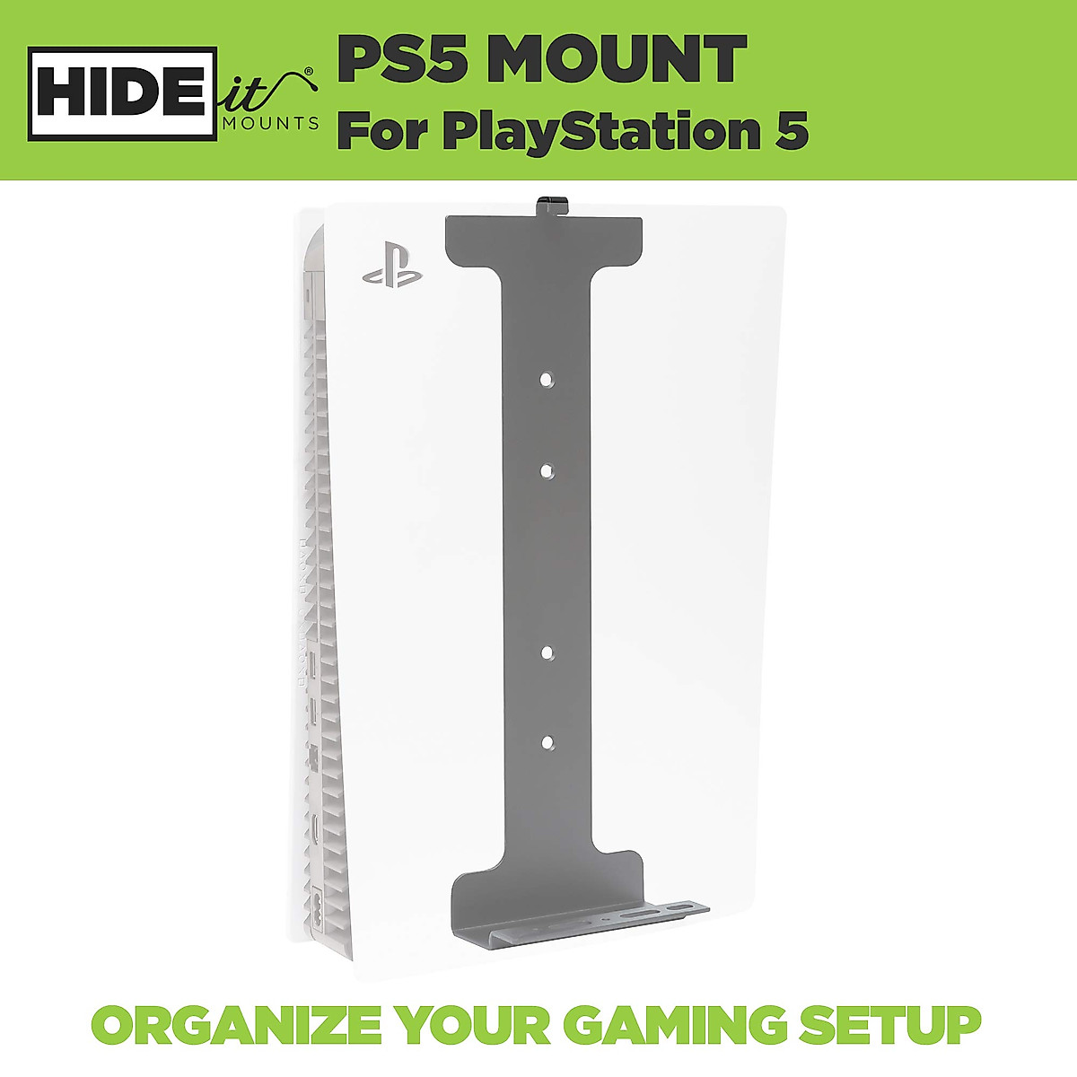 HIDEit Mounts - Wall Mount & Controller Bundle for PS5 - Includes Steel Wall Mount & Rubber Dipped Controller Holder - Patented Wall Mount for PlayStation 5 Disc & Digital - Not PS5 Slim Compatible