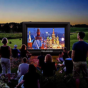 GOLDORO 16ft Inflatable Movie Screen - Projection Screen for Outdoor Parties, Outdoor Projector Screen with Blower and Portable Bag for Backyard Pool