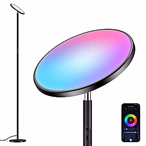 Smart RGB Floor Lamp Compatible with Alexa Google Home, WiFi Modern Tall Standing Light, Super Bright 2000LM Color Changing & Dimmable Sky Torchiere LED Floor Lamp for Living Room, Bedroom (Black)