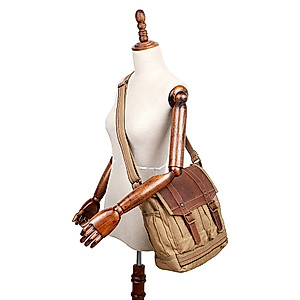 TSD Brand Turtle Ridge 4-Pocket Canvas Crossbody Bag (Olive)