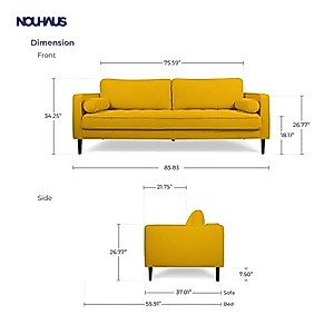Nouhaus Module, Sleeper Sofa Bed Couch. 7ft Luxury Convertible Sofa Futon Bed with No Roll Together Latex. Pull Out Couch Bed for Bedroom Couch, Small Apartment Furniture Sofas or RV Couch