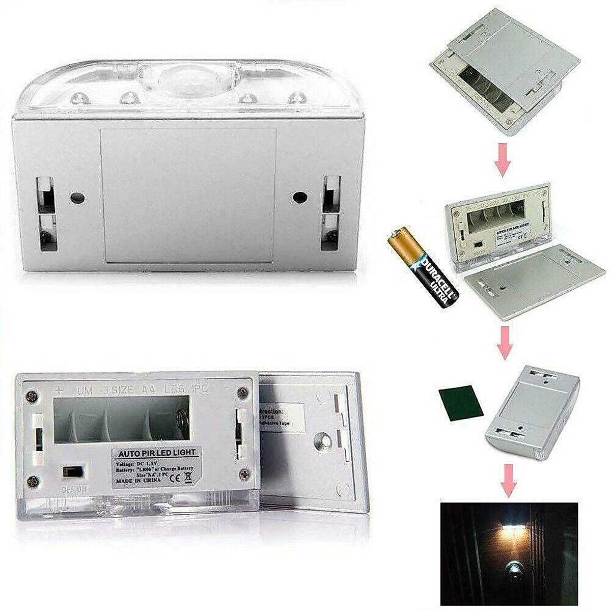 LENMO Keyhole Light Lamp Battery Operated PIR Infrared IR Wireless Auto Sensor Motion Detector Door Keyhole with 4 LED Bulbs Light Lamp Tap Lights LED Night Light for Key Hole/Door Lock