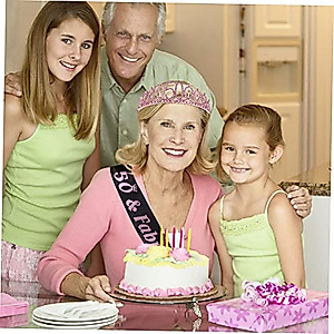 Abaodam 2pcs 50 Birthday Shoulder Strap Headband Womens Gifts for Birthday Headwear for Women Rhinestone Headband 50th Wedding Tiara Birthday Sash Women Birthday Tiara and Sash Black Girl