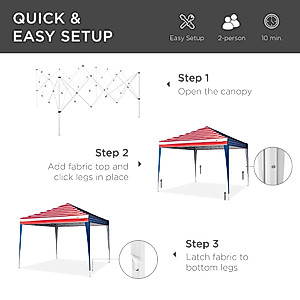 Best Choice Products 10x10ft Pop Up Canopy Outdoor Portable Folding Instant Lightweight Gazebo Shade Tent w/Adjustable Height, Wind Vent, Carrying Bag - American Flag