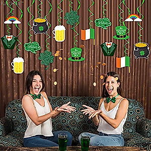 St Patricks Day Hanging Swirls Decorations - Pack of 30, No DIY | St Patricks Day Hanging Decorations | St Patricks Day Decorations | St Patricks Day Ceiling Decorations | Hanging Shamrock Decorations