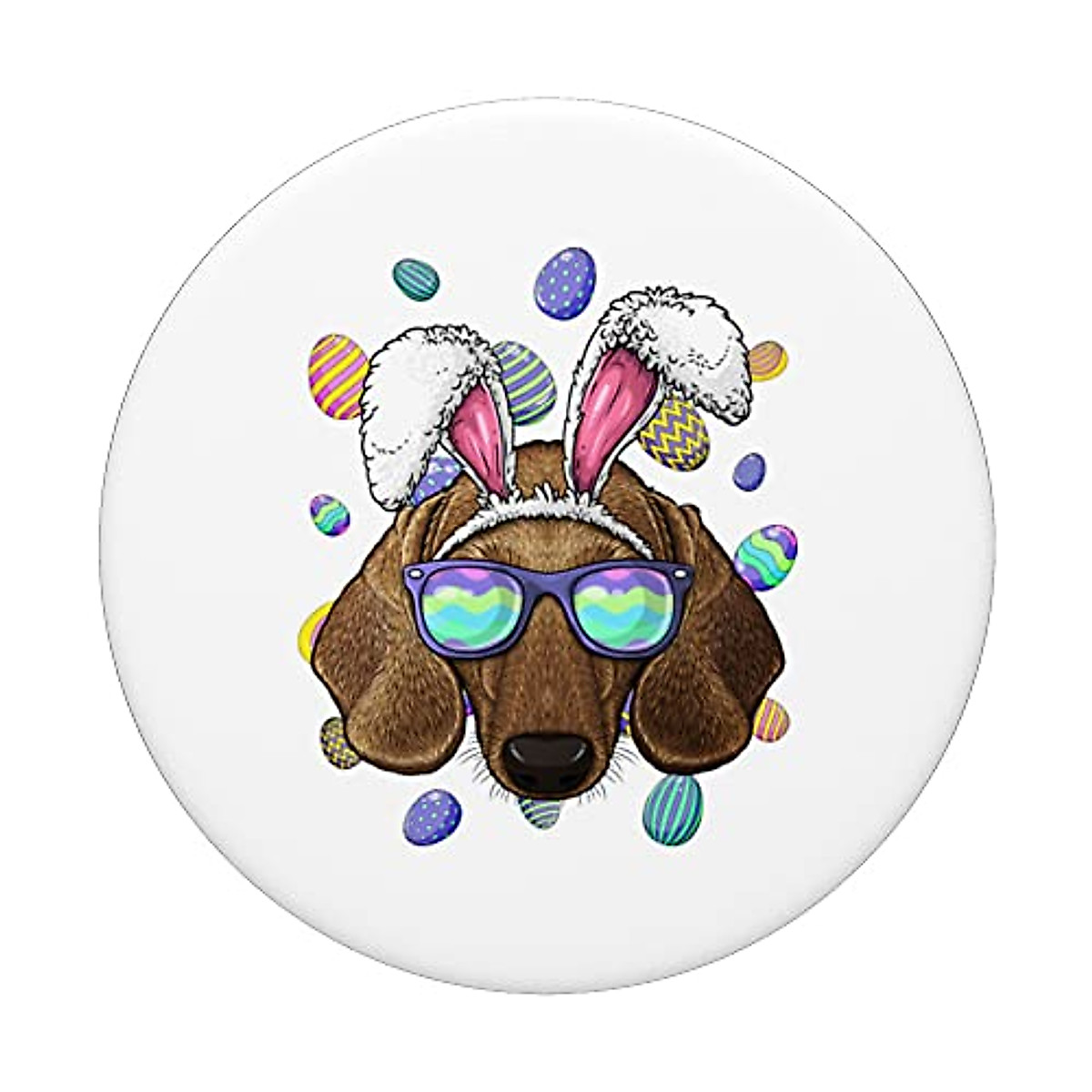 Dachshund Easter Bunny Ears Dog Funny Easter Eggs Hunting PopSockets Swappable PopGrip