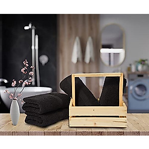 GOLD TEXTILES Premium Black Hand Towels for Bathroom -100% Ring Spun Cotton (4 Pack, 16x30 Inches) Luxury Soft Absorbent & Quick Dry, Large Bathroom Hand Towel Perfect for Hotel, Salon, Gym & Spa