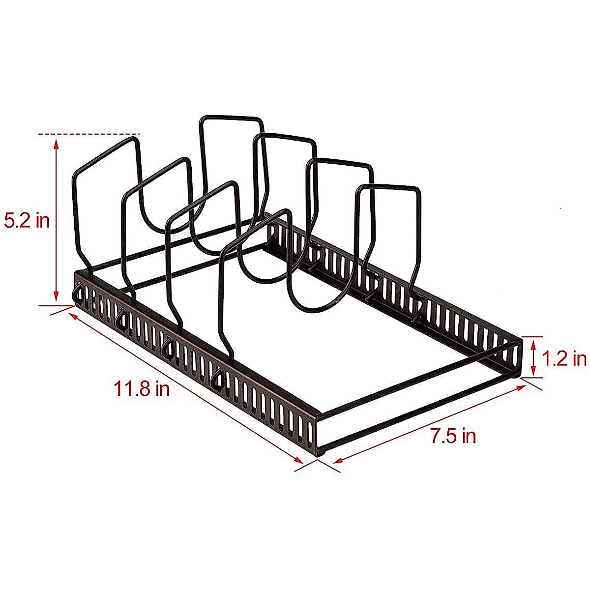 Toplife Adjustable 10+ Pans Organizer Rack + 7+ Lids Organizer Rack + 10+ Bakeware Organizer Rack for Kitchen Cabinet and Counter, Brown