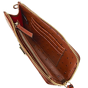 Dooney & Bourke Handbag, Ostrich Folded Zip Wristlet - Cognac
