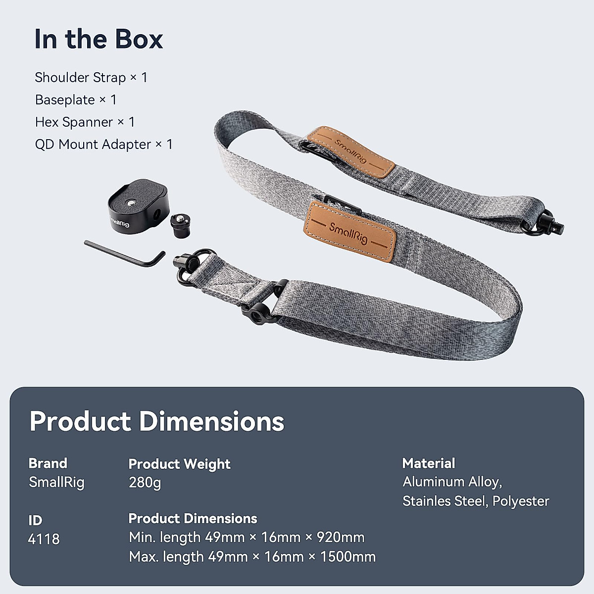 SmallRig RS3 RS2 Weight-Reducing Shoulder Strap Compatible with Sling Handle for DJI, Gimbal Belt with QD Quick Release Buckles for DJI RS 3 / RS 3 Pro/RS 2-4118