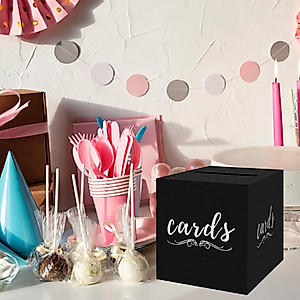 sunepany Black Card Box wedding envelope box Cardboard Silver Card Box with Slot Card Box for Wedding Bridal & Baby Shower Birthday Party Graduation card receiving box