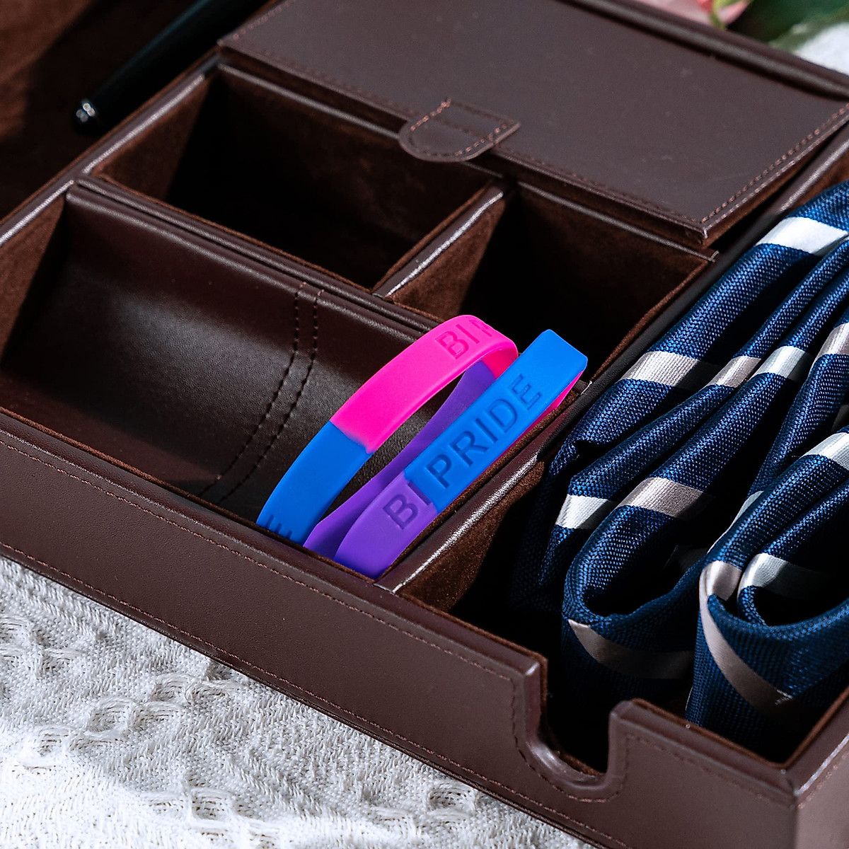 Fundraising For A Cause 50 Pack Bisexual Gay Pride Silicone Bracelets - Purple/Blue/Pink BI Pride Flag Rubber Wristbands