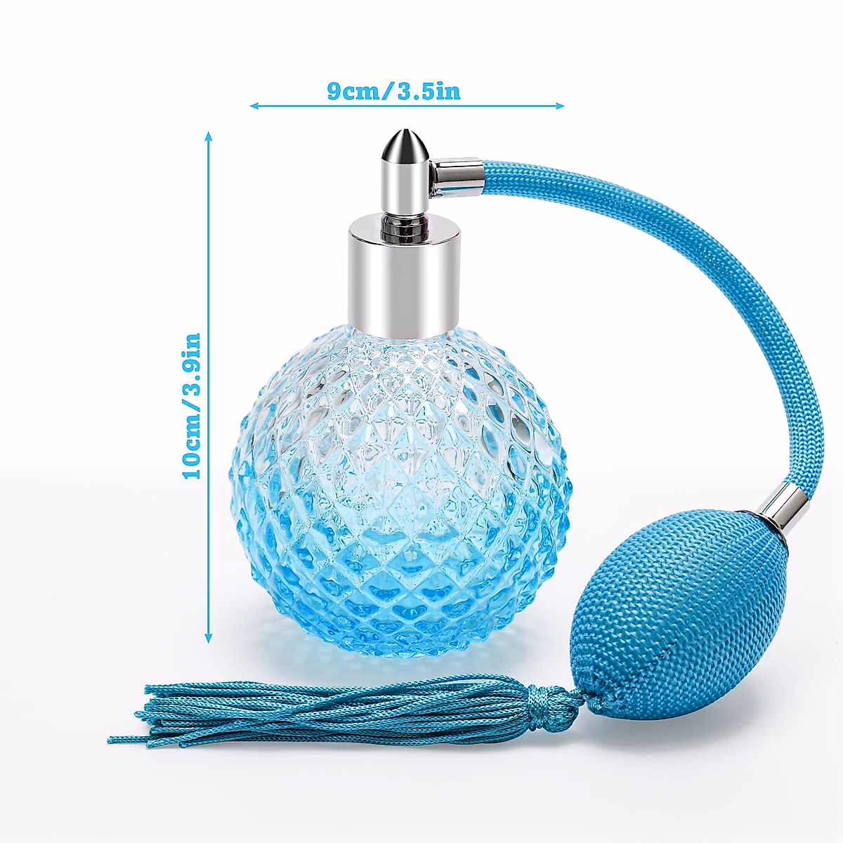 Coolrunner Crystal Art Vintage Style Refillable Perfume Atomizer Long Spray Bottle 100ml (Blue)