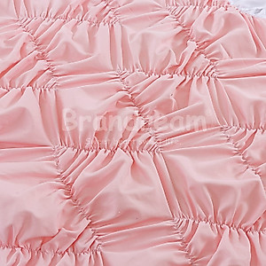 Brandream Nursery Bedding Ruffle Girls Crib Bedding Set Pink White Diamond Blanket, Fitted Sheet, Jade Pink Skirt, 3 Piece