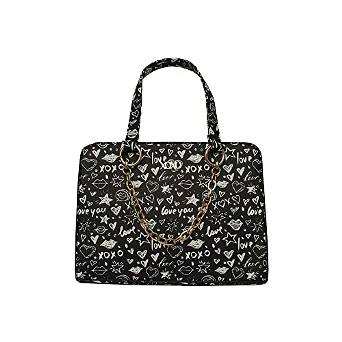 XOXO Women's Handbag Large Black Graffiti Print Satchel