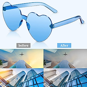 48 Pairs Heart Sunglasses Heart Shaped Frameless Glasses Trendy Candy Color Sunglass Eyewear for Bachelorette Party(Mixed Colors)