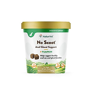 NaturVet - No Scoot for Dogs - 60 Soft Chews - Plus Pumpkin - Supports Healthy Anal Gland & Bowel Function - Enhanced with Beet Pulp & Psyllium Husk
