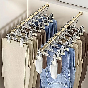Hanging Hook Clips, Hangers with Clips, Clothes Pins, Laundry Hooks with Clips, Boot Holder, Hanging Clips, Portable Multifunctional Hangers Single Clip Space Saving for Jeans, Hats (Black-10pcs)
