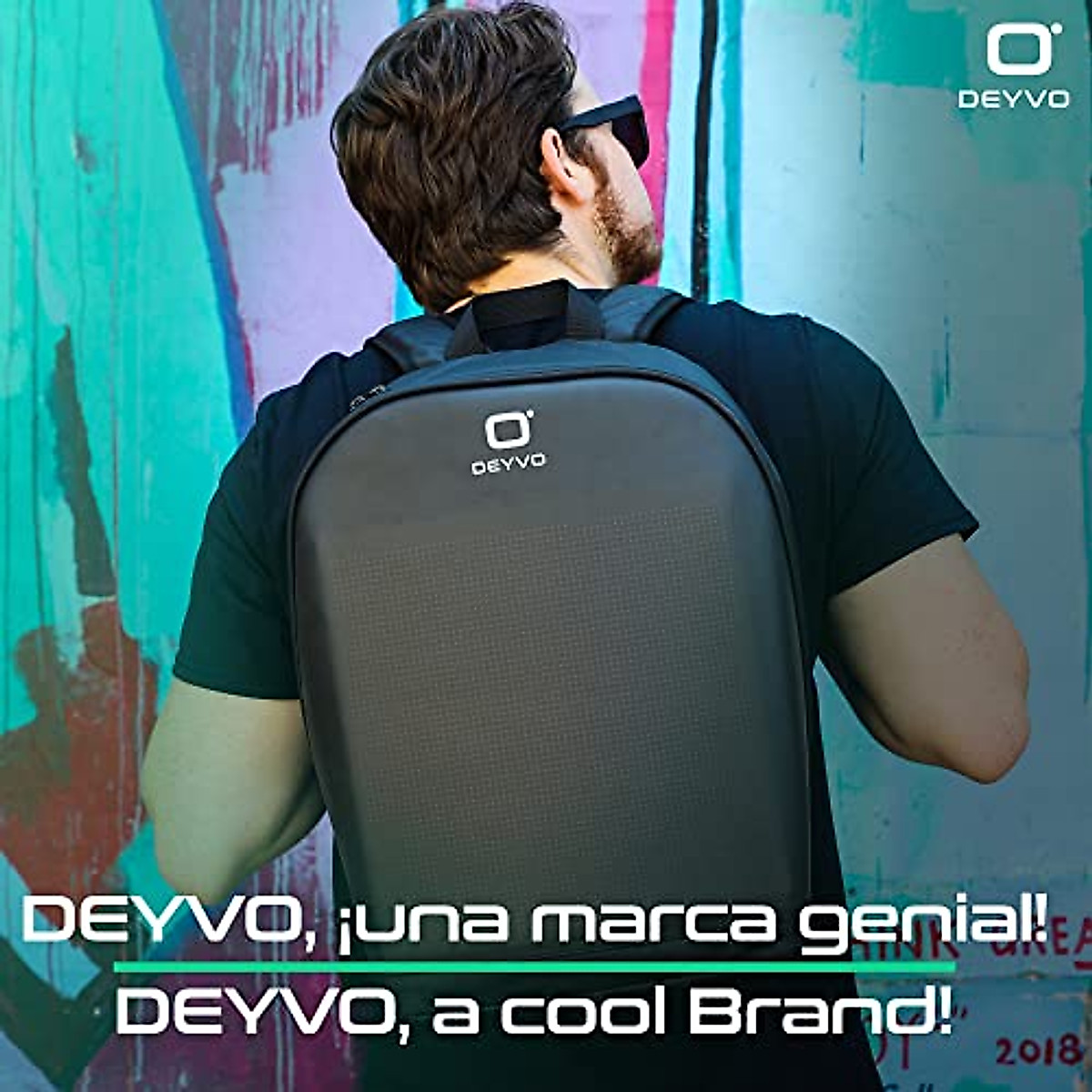 Black Smart LED Backpack, Customizable Laptop Backpack, Travel Laptop Backpack For Adult and College Students. Need Plug in the power bank to use,15.5Inch laptop.18L