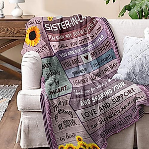 Quilazy Mothers Day Sister in Law Gifts for Sister in Law, Sister in Law Birthday Gifts, Gift for Sister in Law, Sister in Law Wedding Mother's Day Birthday Gift for Sister in Law Blanket 60"x 50"