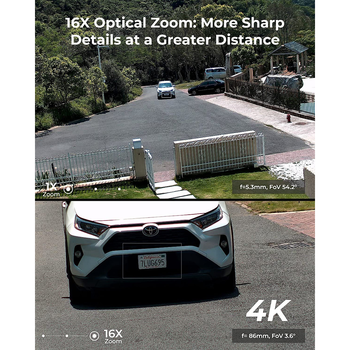 REOLINK 4K PTZ Security Camera System, 360 Degree View PoE Camera with 16X Optical Zoom for Outdoor Surveillance, Auto Tracks Human/Vehicle/Pet, Two-Way Talk, 260ft IR Night Vision, RLC-823A 16X