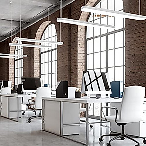 Lightdot 4ft LED Shop Light Fixture, 5" Wide Linear Kitchen Ceiling Lights, Flush/Suspended Mount, 50W 7000LM(200W Fluorescent Replacement) 5000K Led Wrap-Around Lights for Garage Office(4 Pack)