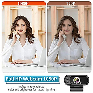 Webcam HD 1080P,Webcam with Microphone, USB Desktop Laptop Camera with 110 Degree Widescreen,Stream Webcam for Calling, Recording,Conferencing, Gaming,Webcam with Privacy Shutter and Tripod