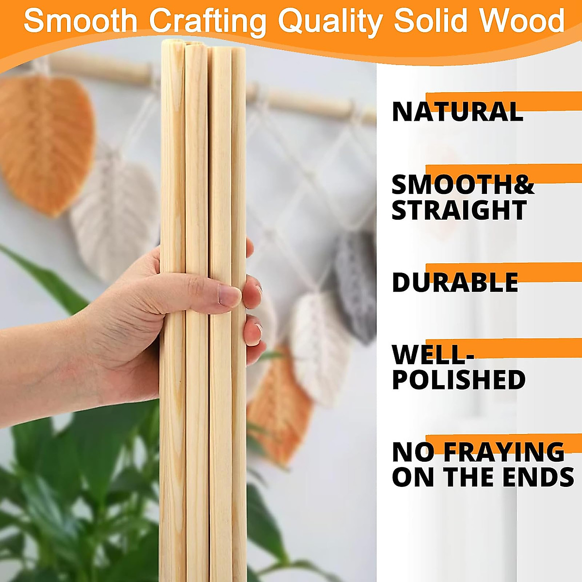 Yaliuliu 10PCS Dowel Rods Wood Dowels, 1/2 x 12 Inch Round Wooden Sticks for Craft, Macrame Dowel, Unfinished Solid Wood Sticks for Arts and DIYers