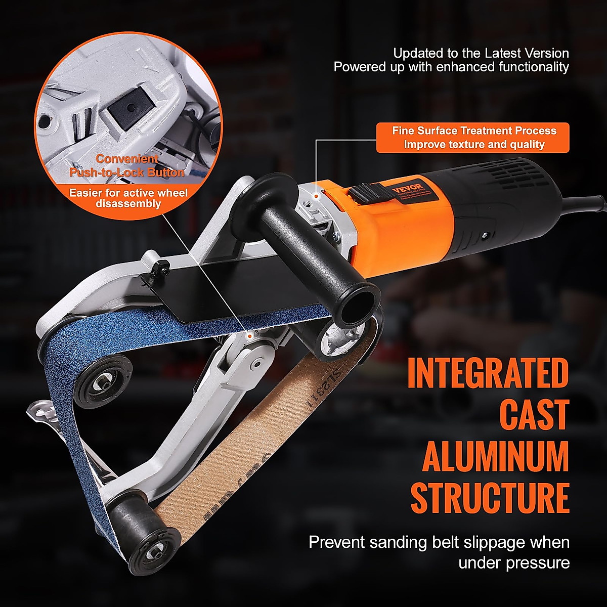 VEVOR Pipe Tube Polisher Sander, 1000W Pipe Belt Sander with 6 Variable Speeds 1100-3200rpm, Professional Belt Sander Grinding Machine with 100PCS Sanding Belts for Burnishing Finishing Rust Removal