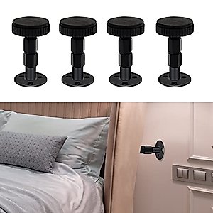 LveSunny 4PCS Headboard Stoppers, Black Adjustable Bed Frame Anti-Shake Tool, for Wall, Beds, Sofas, No Creaking, Protect The Wall from Banging, Easy to Install (1.18-2.52in) (Large)