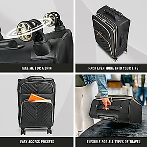 Kenneth Cole REACTION Chelsea Chevron Quilted Luggage, Black, 20-Inch Carry On