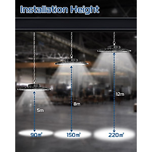 XINGHUANLIT UFO LED High Bay Light 200W 10 Pack, 28000LM High Bay LED Shop Lights 6500K Daylight IP65 Waterproof Commercial Bay Lighting with 6.56ft Plug, UFO Lights for Garage Warehouse Factory