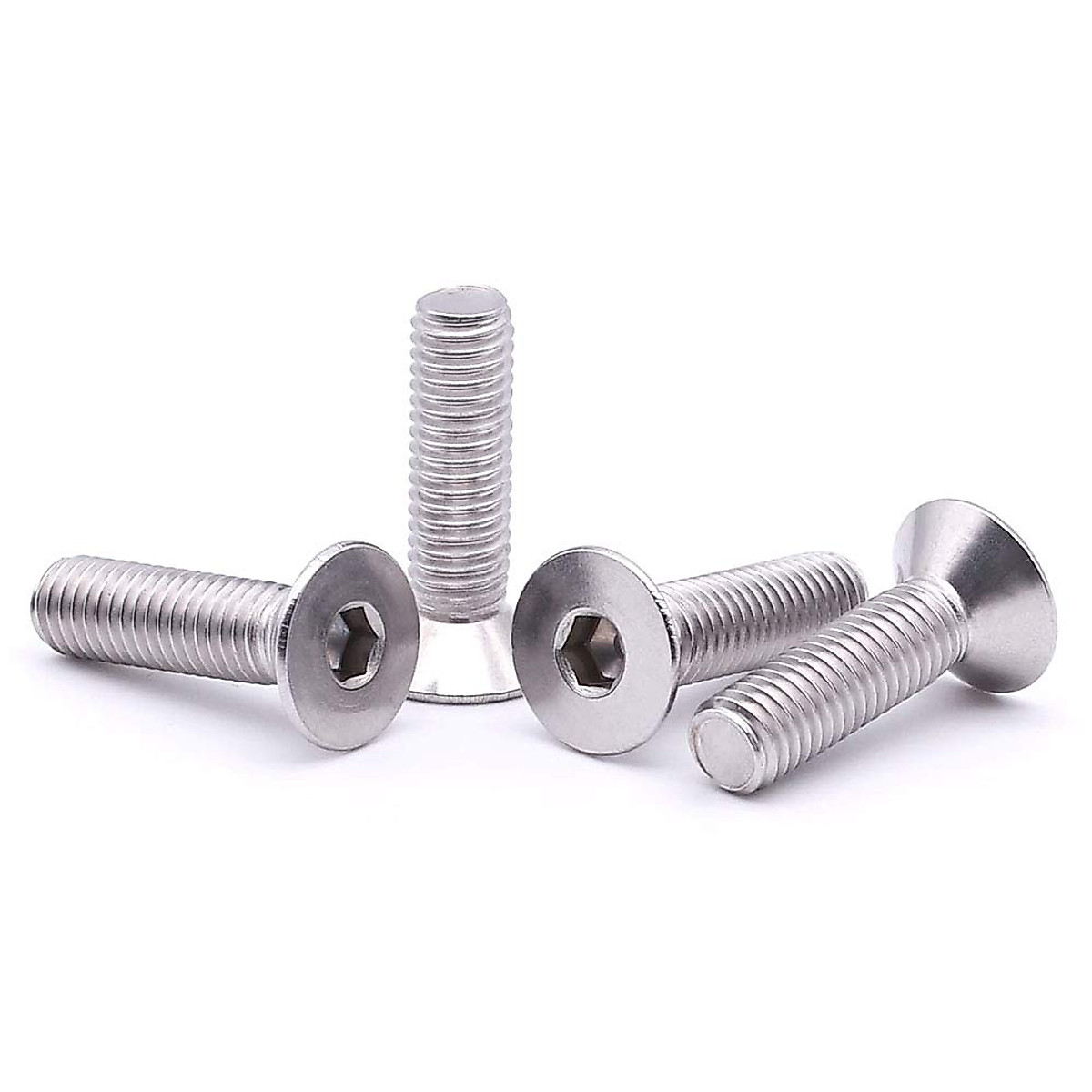 M5-0.8 x 12mm Flat Head Socket Cap Screws, Countersunk Head, DIN7991, Stainless Steel 304 (18-8), Allen Hex Drive, 50 PCS