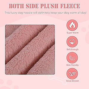 Fuzzy Dog Hoodie Dog Sweater Dog Clothes Warm Soft Cozy Dog Coats Hooded Sweatshirt Fleece Small Dog Hoodies Dog Sweaters for Small Dogs(Pink-XS)